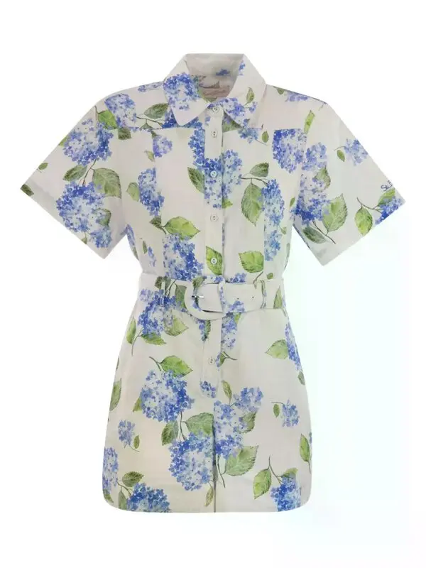 MC2 SAINT BARTH Carola Floral-print Playsuit - Neutrals