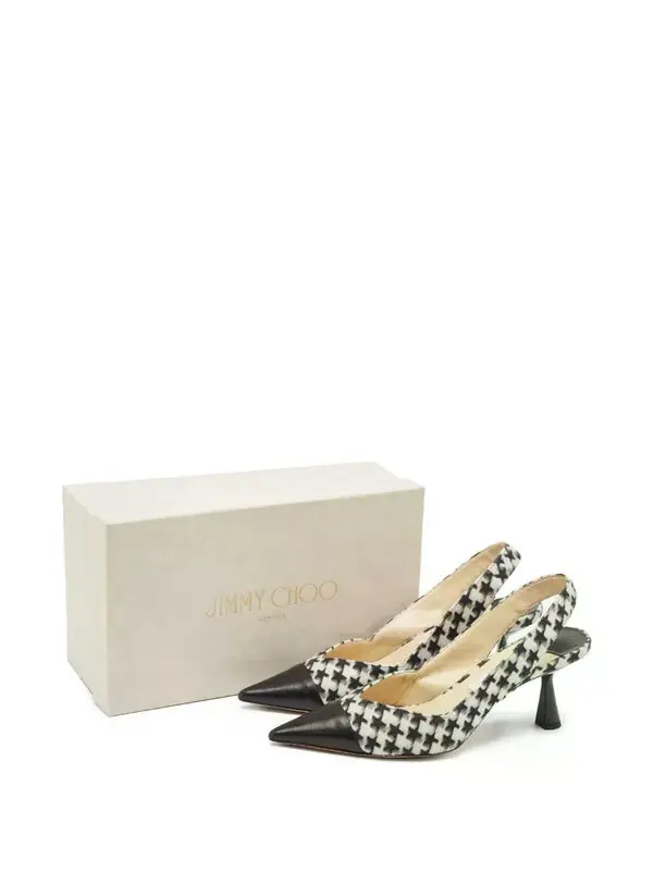 JIMMY CHOO Houndstooth Leather Slingback Pumps
