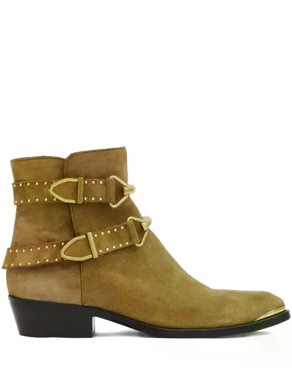 Isabel Marant Zalya Buckle Studded Boots - Neutrals