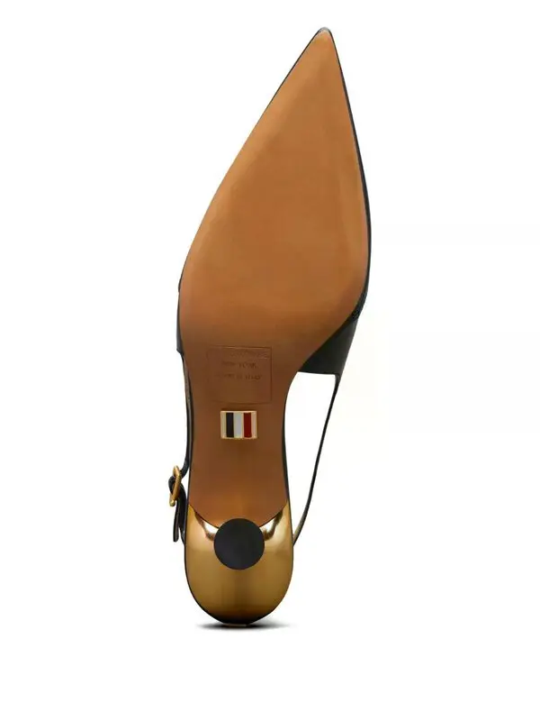 Thom Browne Soft Patent Wingtip Slingback Pumps - Black