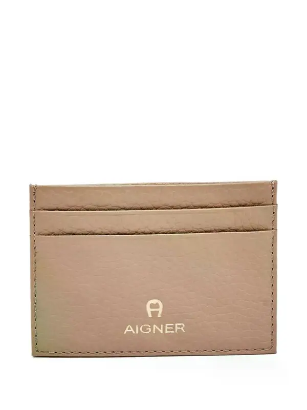 AIGNER Leather Card Holder - Neutrals
