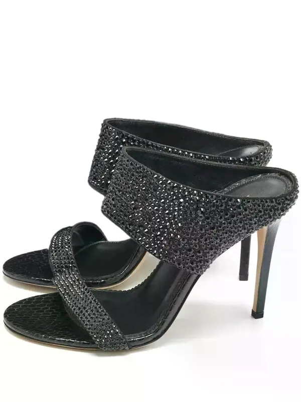LE SILLA Snakeskin-embossed Crystal Sandals