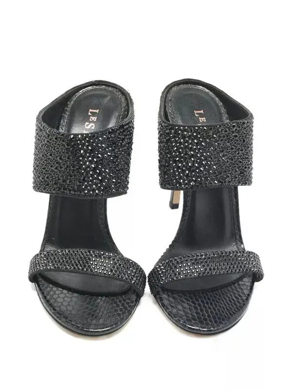 LE SILLA Snakeskin-embossed Crystal Sandals