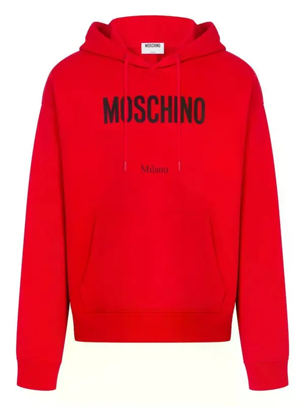 Moschino Cotton Hoodie With Logo Detail - Red