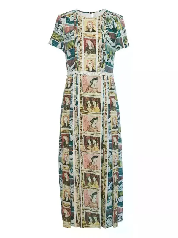 Burberry Silk Portrait Print Maxi Dress