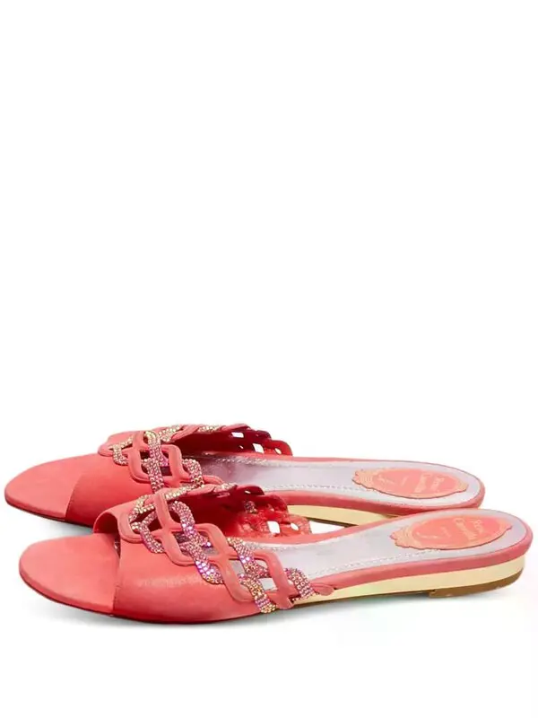 Rene Caovilla Crystal-embellished Suede Sandals - Pink
