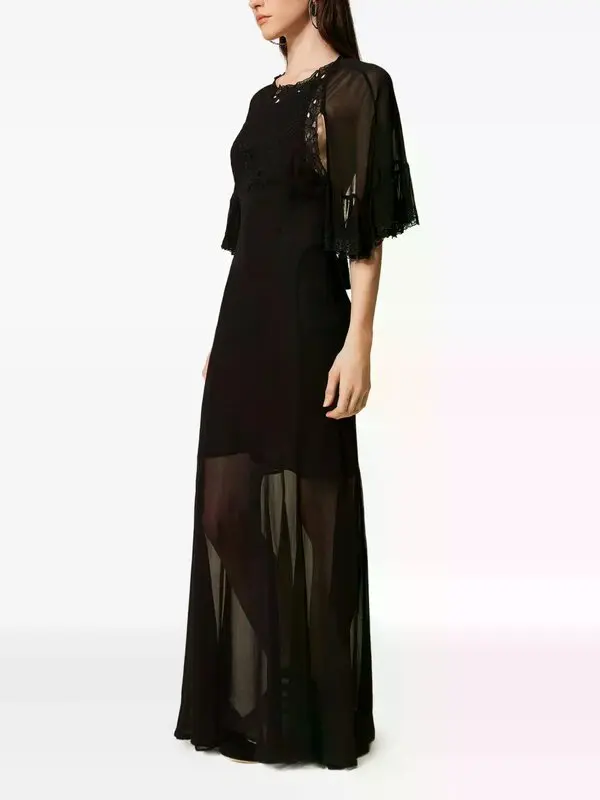 TWINSET Embroidered Georgette Maxi Dress