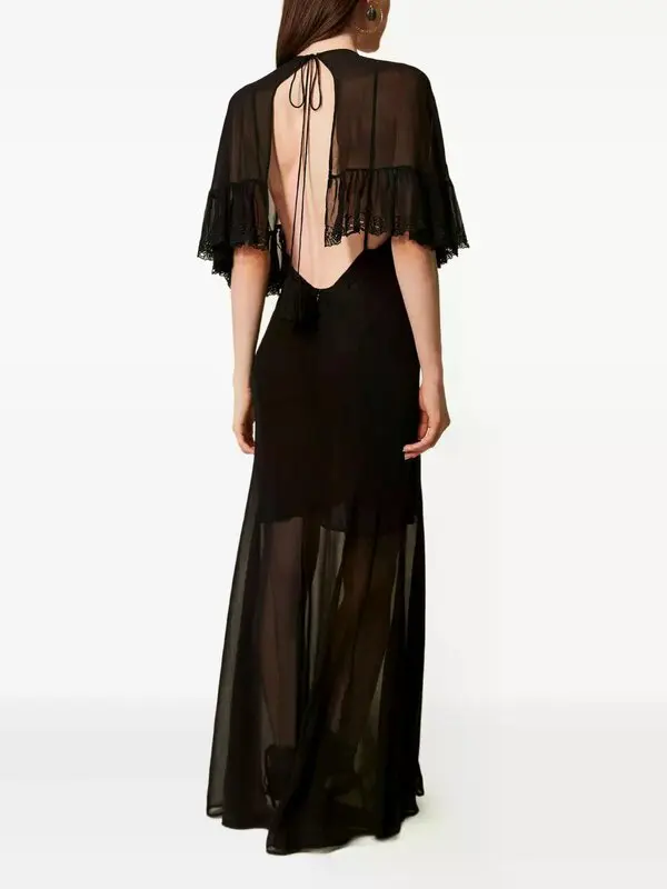 TWINSET Embroidered Georgette Maxi Dress