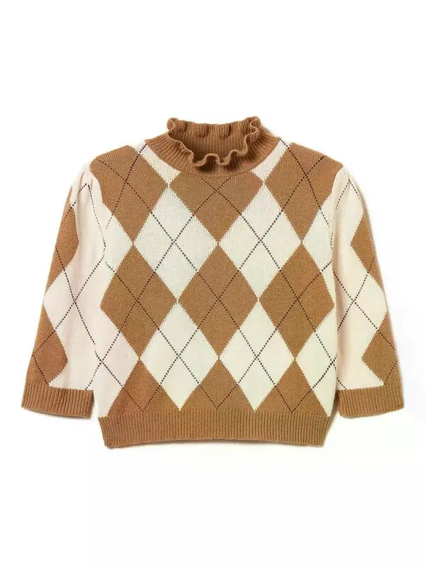 TWINSET Diamond-pattern Cropped Sweater - Brown