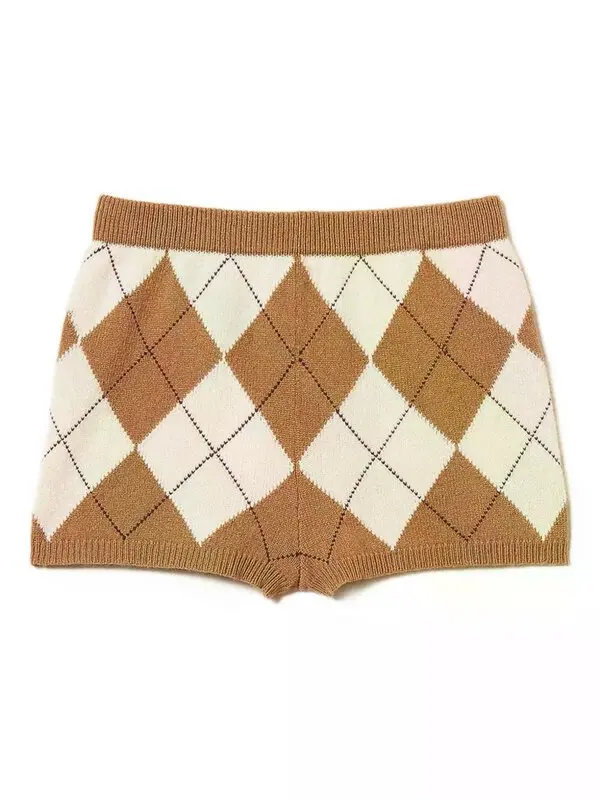 TWINSET Diamond-pattern Shorts - Brown