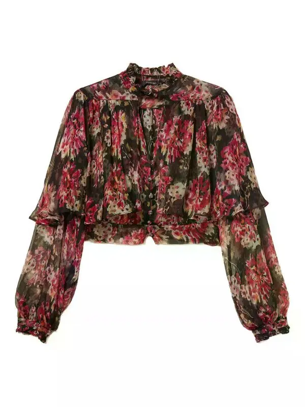 TWINSET Floral Ruffled Tie-neck Top