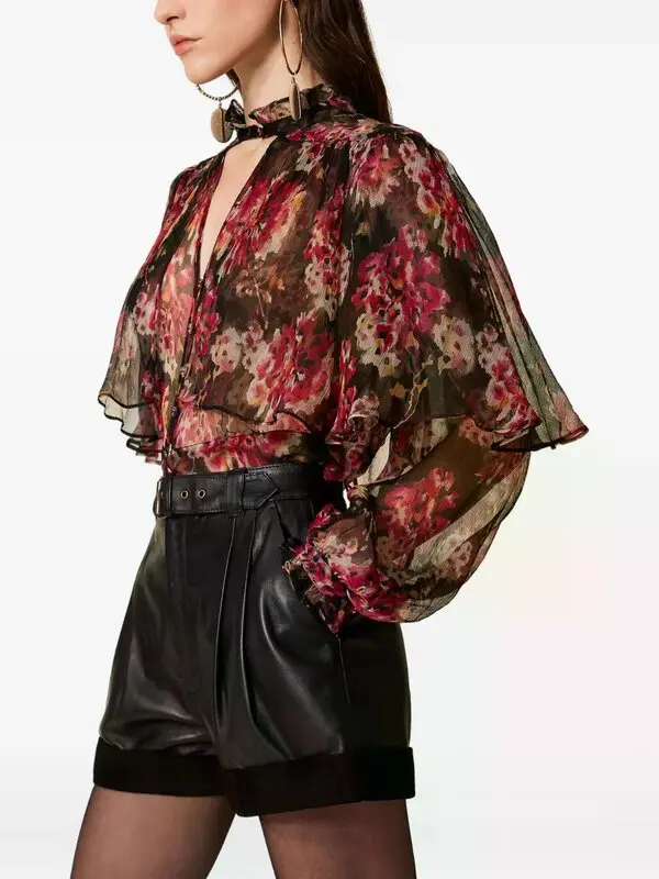 TWINSET Floral Ruffled Tie-neck Top
