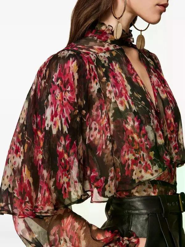 TWINSET Floral Ruffled Tie-neck Top