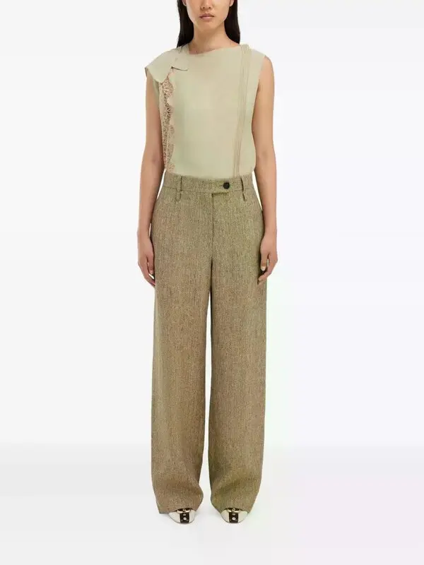 FERRAGAMO Sleeveless Top With Lace Inserts - Neutrals