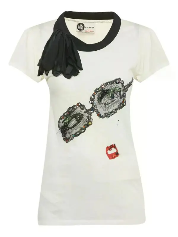 LANVIN Flower-appliqué T-shirt