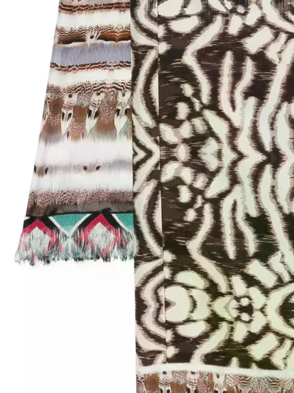 PIERRE-LOUIS MASCIA Printed Frayed-hem Scarf - Neutrals