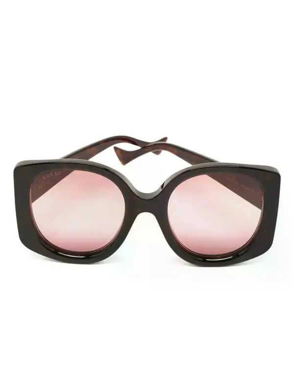 Gucci Geometric-frame Sunglasses - Brown