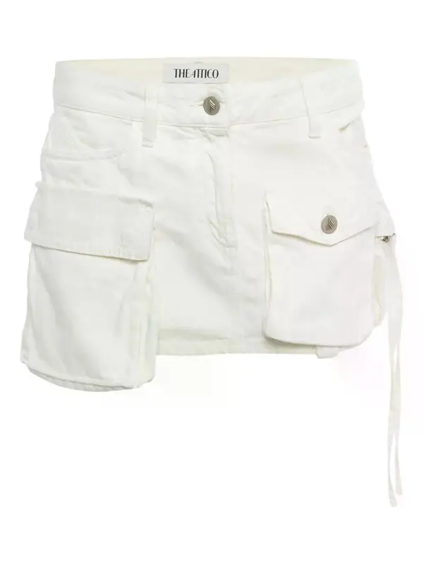 Attico Cargo-pockets Denim Mini Skirt - White