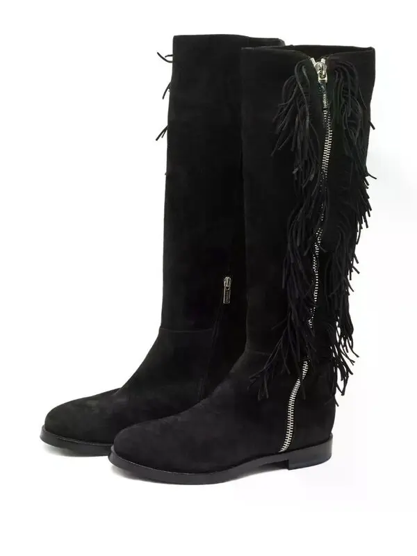 LE SILLA Suede Fringe Knee Boots
