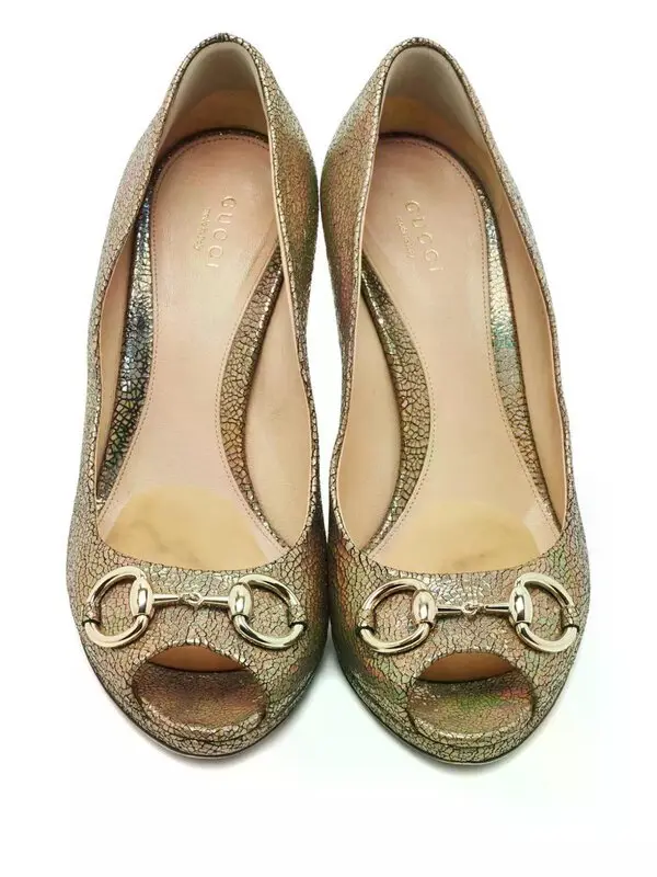 Gucci Iridescent Peep-toe Pumps