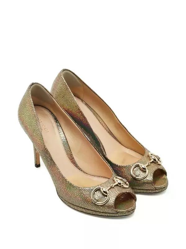 Gucci Iridescent Peep-toe Pumps