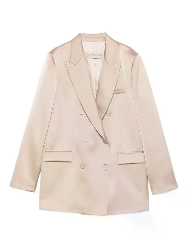 BLANCA VITA Double-breasted Blazer - Neutrals
