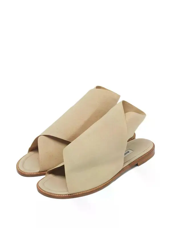 Manolo Blahnik Cream Flat Sandals