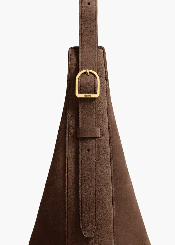 Khaite Small Augustina Crossbody Bag In Suede - Cedar