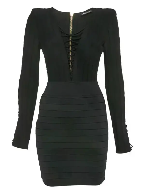 Balmain Lace-up Knit Mini Dress