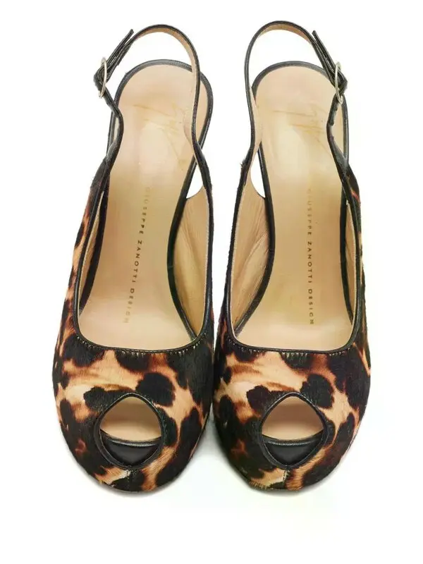 GIUSEPPE ZANOTTI Leopard-print Peep-toe Slingback Pumps