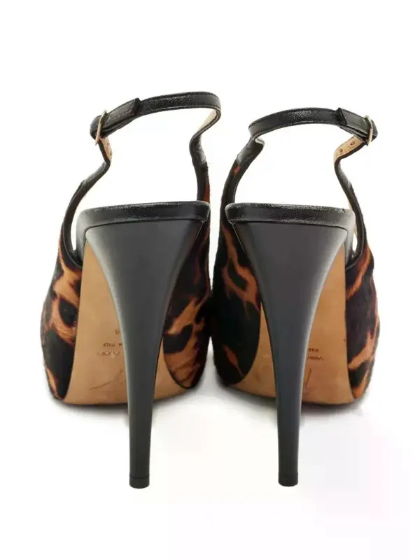 GIUSEPPE ZANOTTI Leopard-print Peep-toe Slingback Pumps