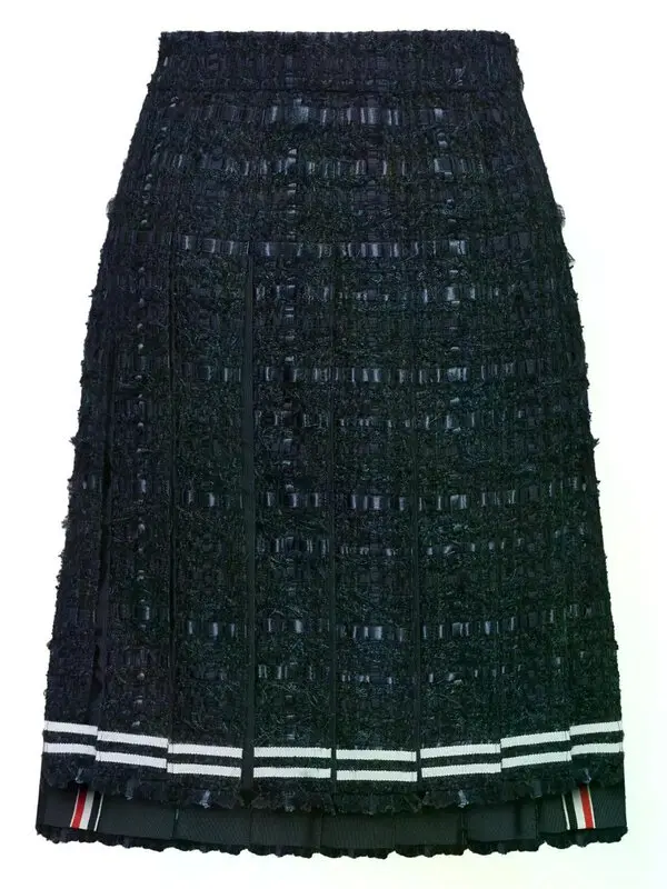 Thom Browne Satin Ribbon Pleated Midi Skirt