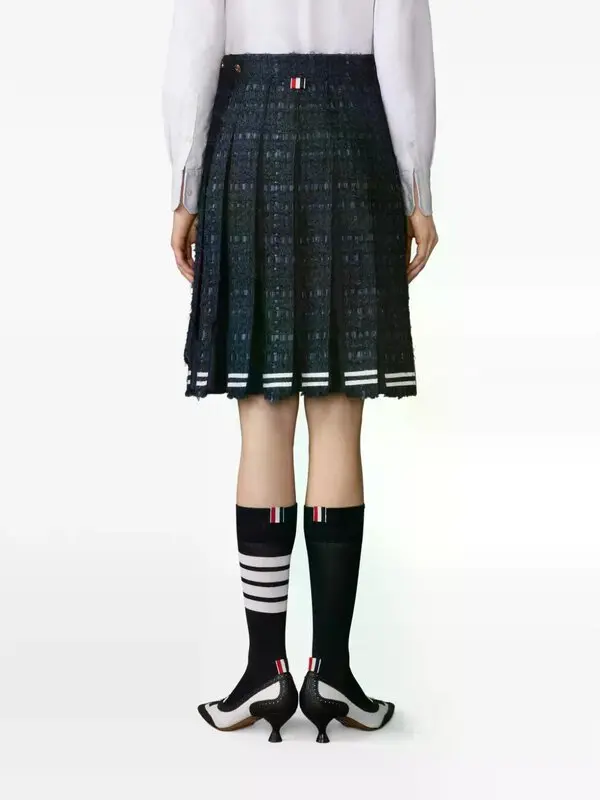 Thom Browne Satin Ribbon Pleated Midi Skirt