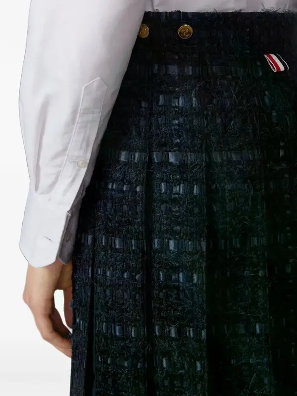 Thom Browne Satin Ribbon Pleated Midi Skirt