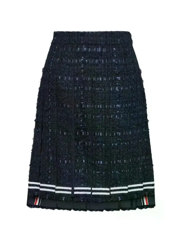 Thom Browne Satin Ribbon Pleated Midi Skirt - Blue