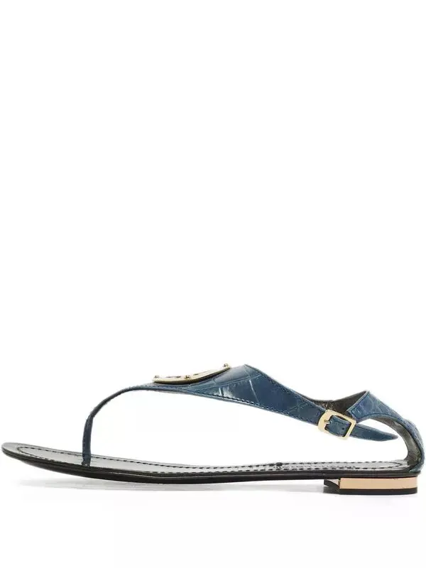 Roberto Cavalli Croc-embossed Logo Sandals - Blue