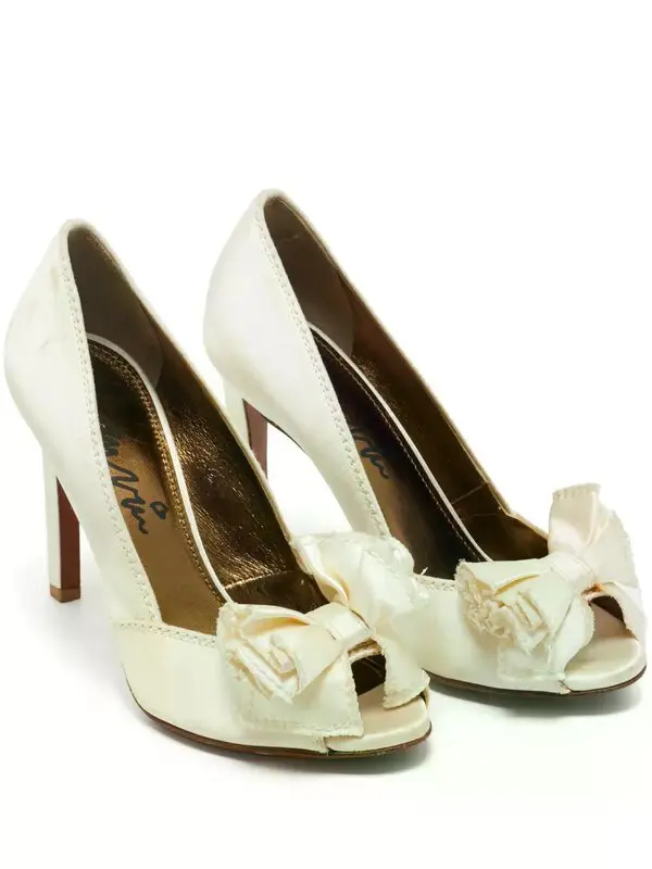 LANVIN Bow-detail Satin Pumps - Neutrals