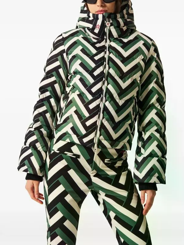 Perfect Moment Polar Flare Chevron Hooded Jacket - Green