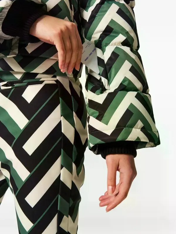 Perfect Moment Polar Flare Chevron Hooded Jacket - Green