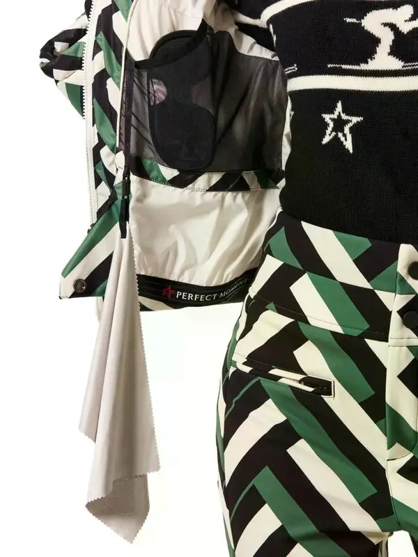 Perfect Moment Polar Flare Chevron Hooded Jacket - Green