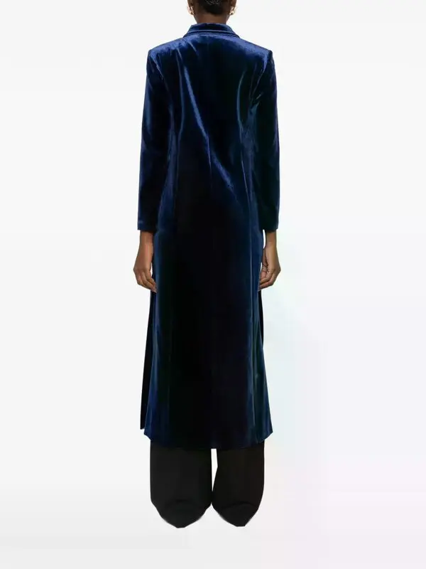BLANCA VITA Double-breasted Velvet-effect Coat - Blue