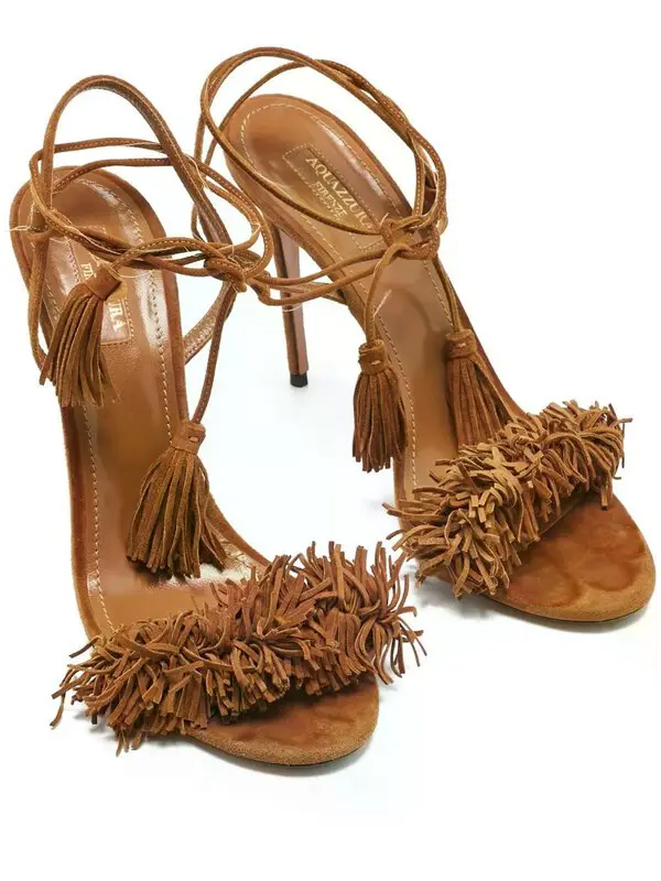 AQUAZZURA Wild Thing Suede Sandals - Brown