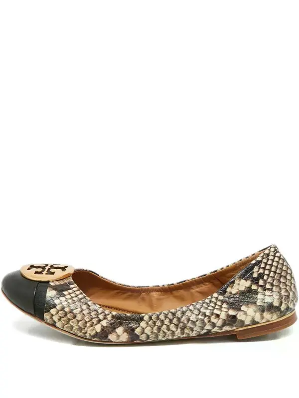 Tory Burch Python-embossed Ballerina Flats