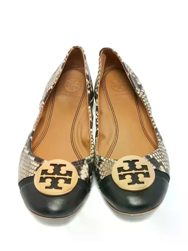 Tory Burch Python-embossed Ballerina Flats