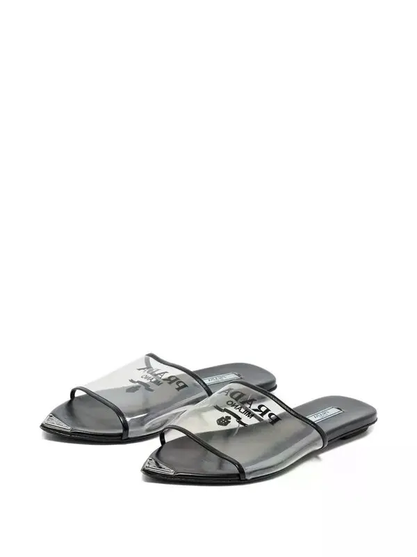 Prada Transparent Triangular Plaque Slides