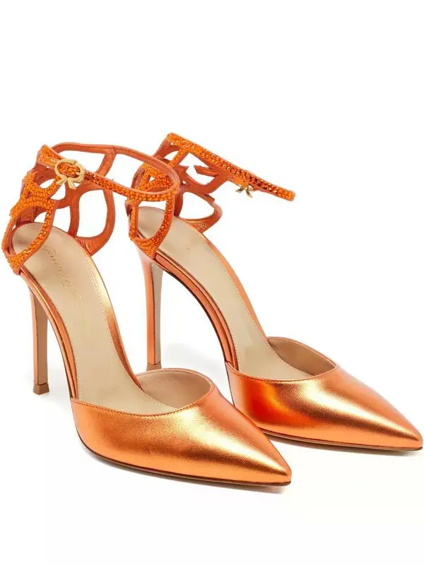 GIANVITO ROSSI Fleur Leather Sandals - Orange