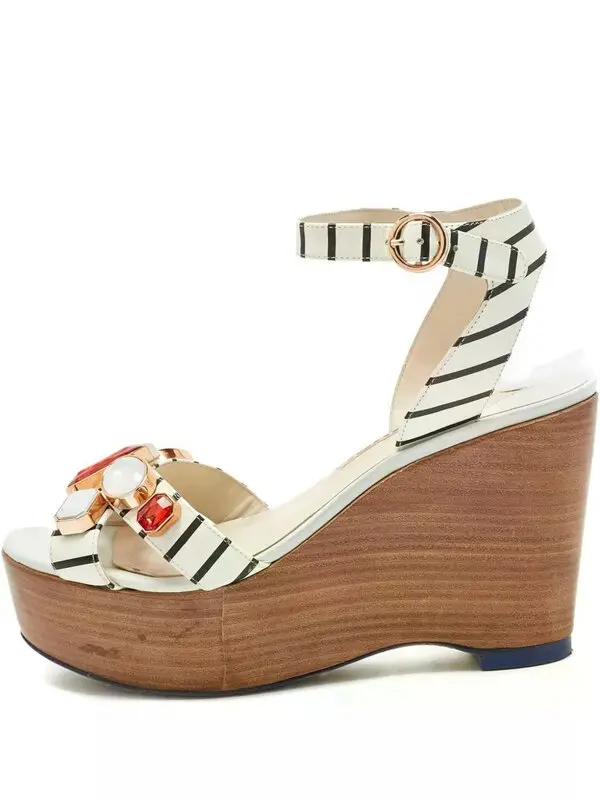 SOPHIA WEBSTER Suki Gem Striped Wedge Sandals