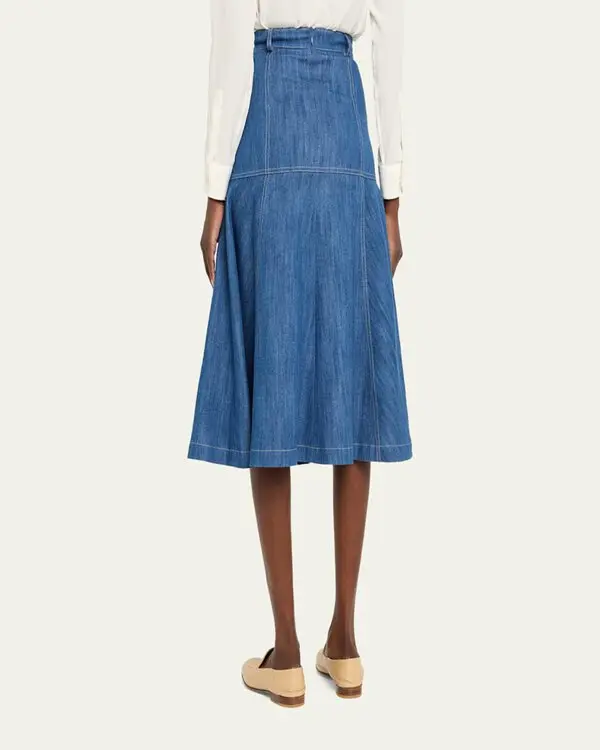 Akris Paneled Denim Midi Skirt