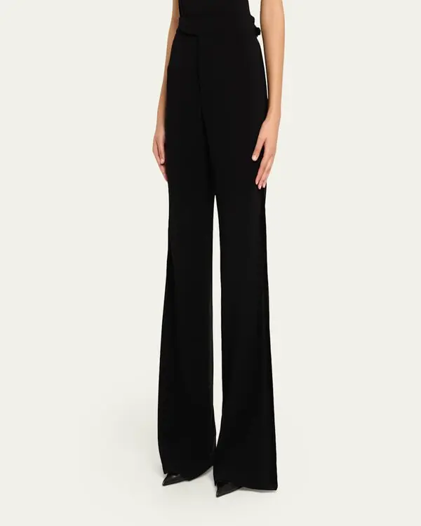 SERGIO HUDSON Velvet Stripe Crepe Trousers