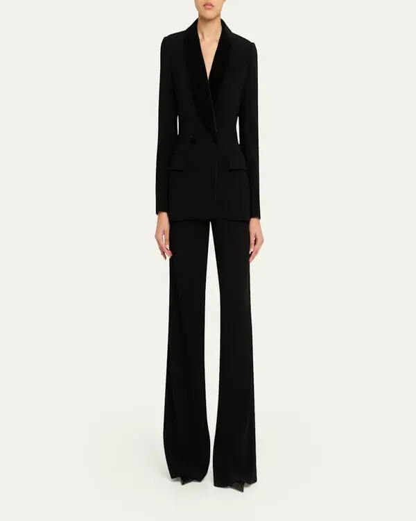 SERGIO HUDSON Velvet Stripe Crepe Trousers